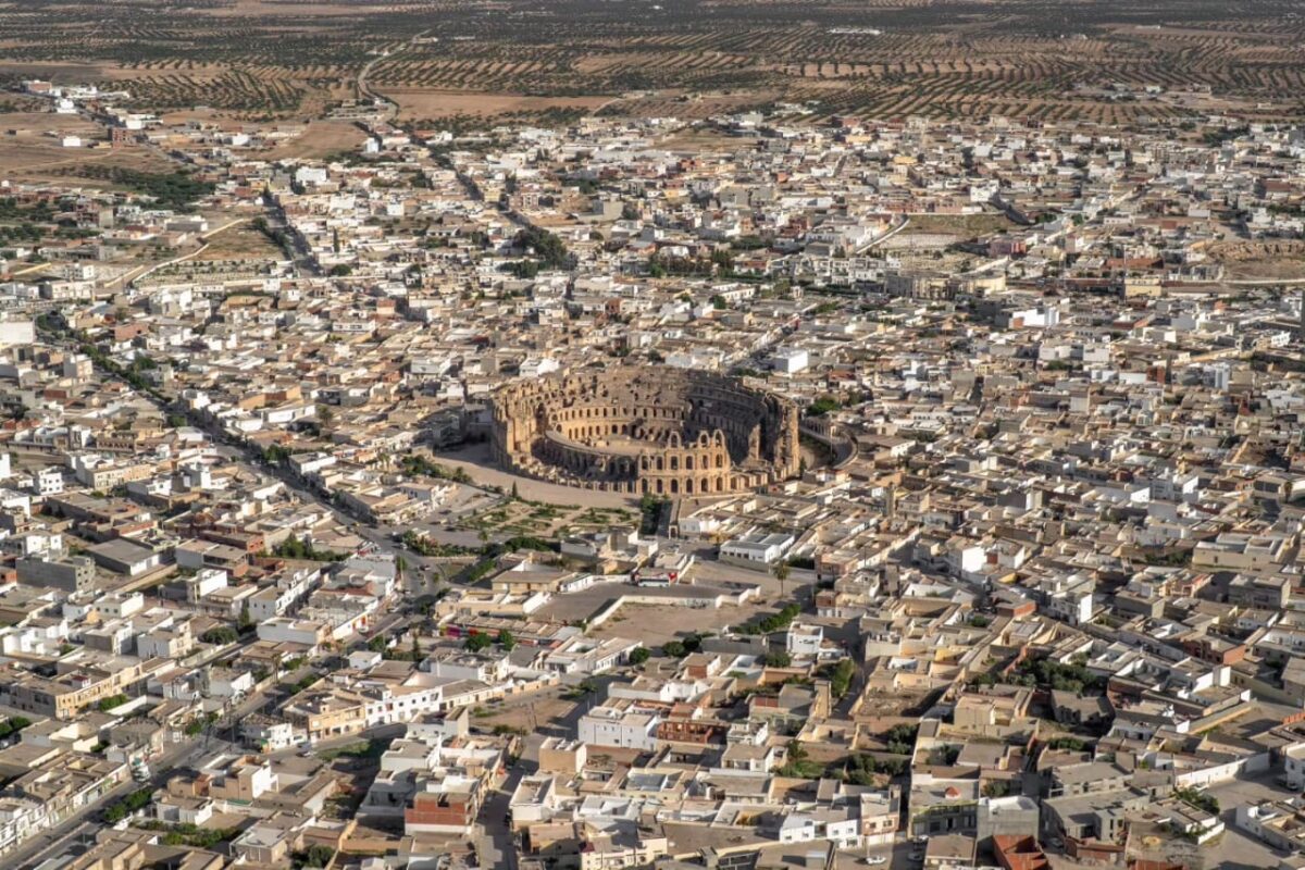 The well-preserved roman amphitheatre of El Jem