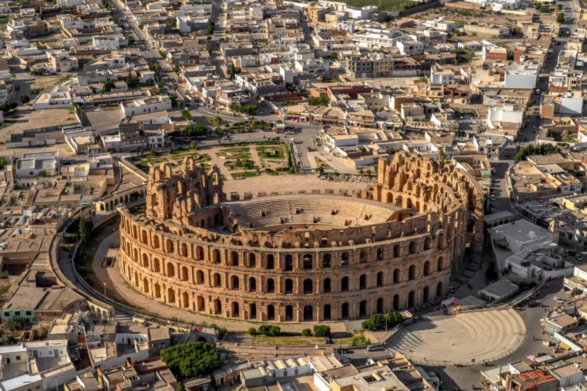 The well-preserved roman amphitheatre of El Jem